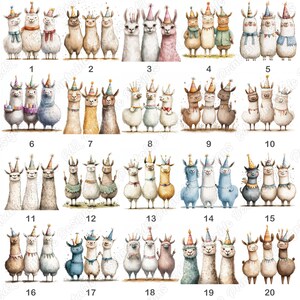 20 Birthday Party Llama Clip Art, Whimsical Animal Printable Image ...