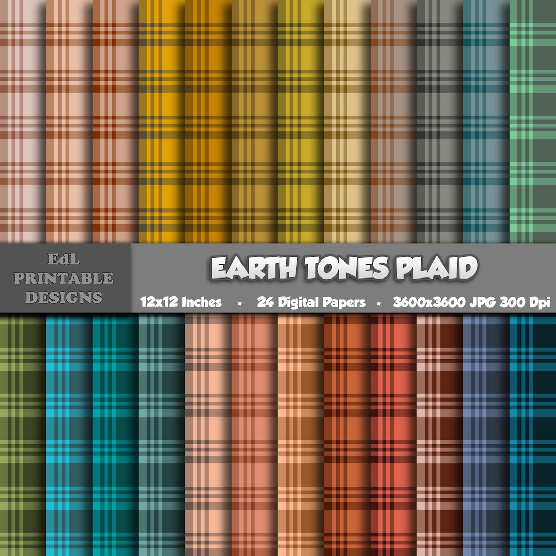 Earth Tones Plaid Tartan Digital Paper, Printable Scottish Background ...