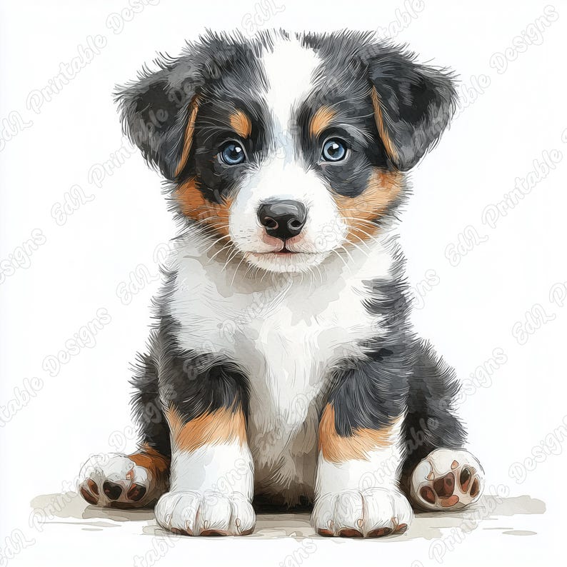 Watercolor Puppy Clip Art, Adorable Dog Images (JPG Digital Download ...