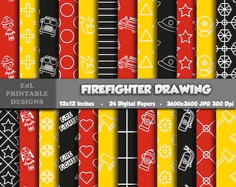 Digital Paper Firefighter Pattern - Etsy