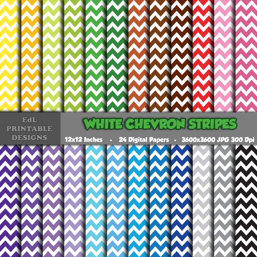 White Chevron Stripes Digital Paper, Zig Zag Printable Background ...