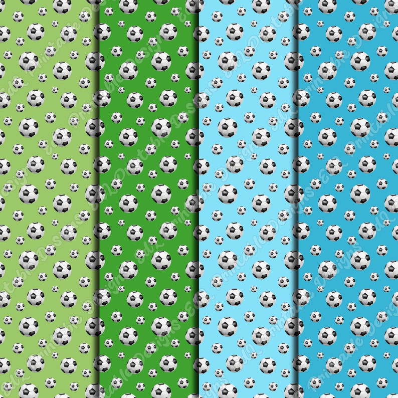 Confetti Soccer Balls Digital Paper, Football Printable Background ...