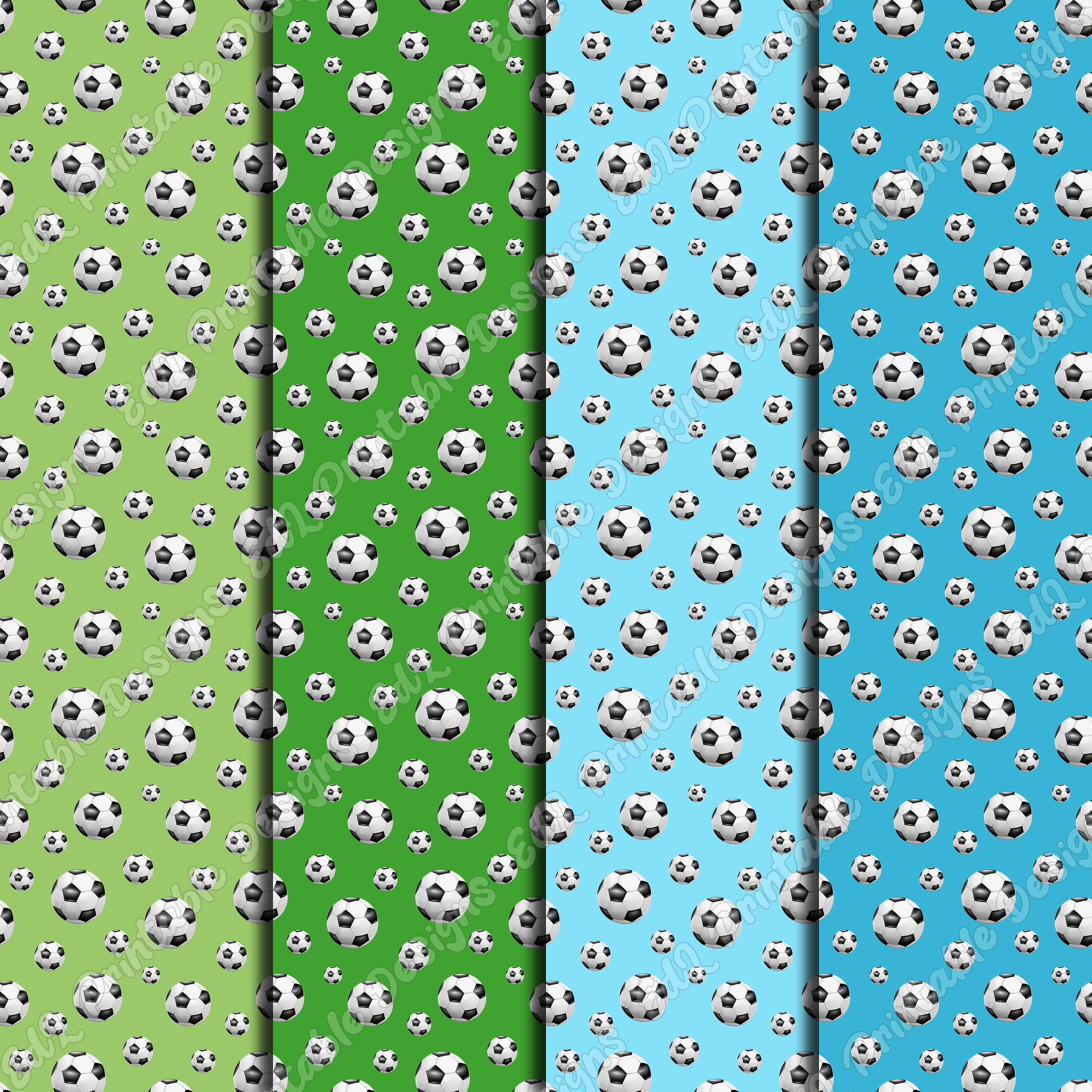 Confetti Soccer Balls Digital Paper, Football Printable Background ...