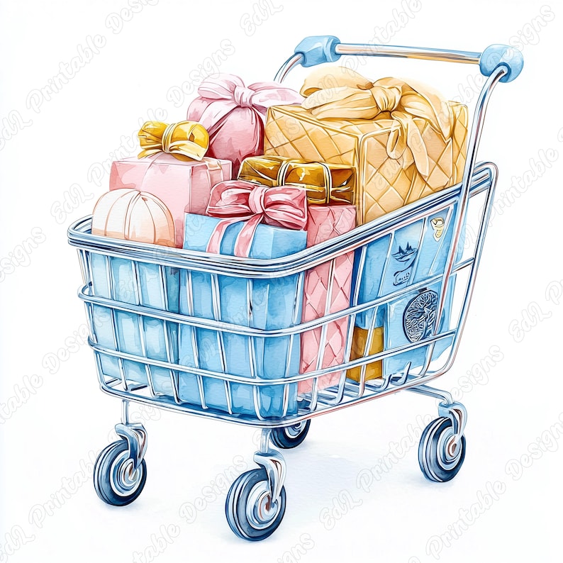 Watercolor Shopping Cart Clipart, Commercial Use (digital Download) - Etsy