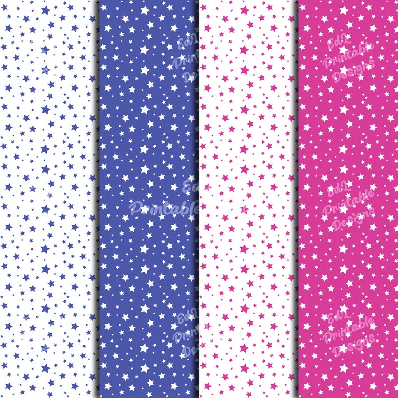 Stars Confetti Digital Paper Pack, Rainbow Colours Printable Background ...