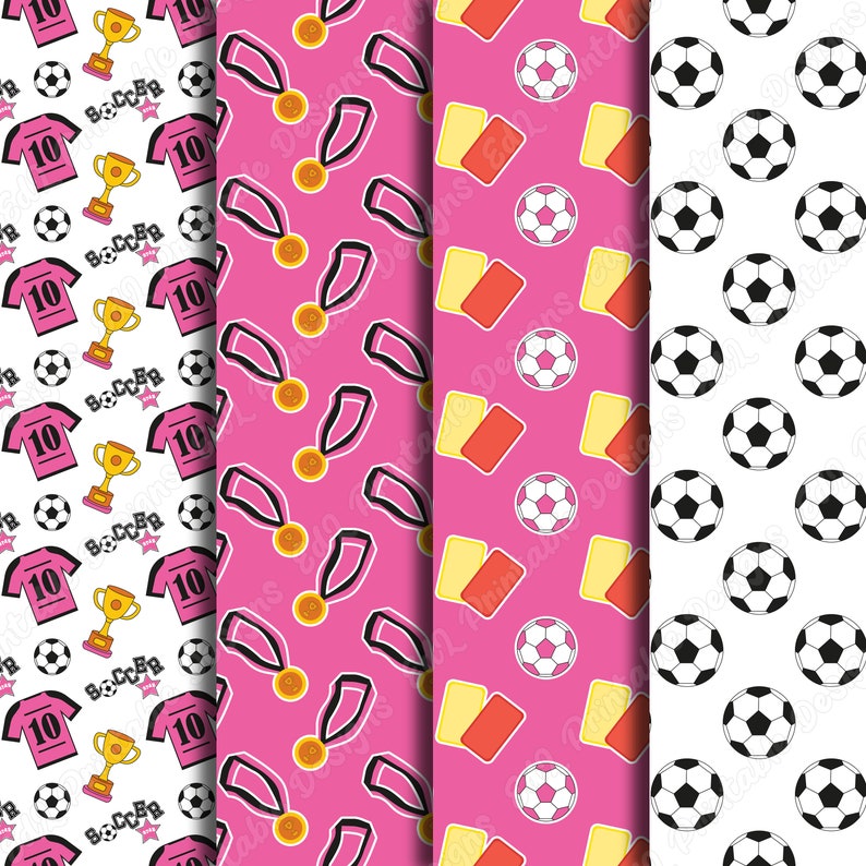 Pink Soccer Ball Digital Paper Pack, Sports Theme (digital Download) - Etsy