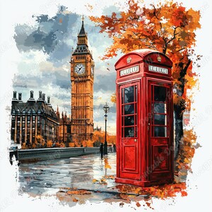 London City Watercolor Clipart, UK Landmarks JPG Bundle (digital ...