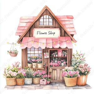 20 Cute Flower Shop Clip Art, Vintage Flower Shop Printable Image ...