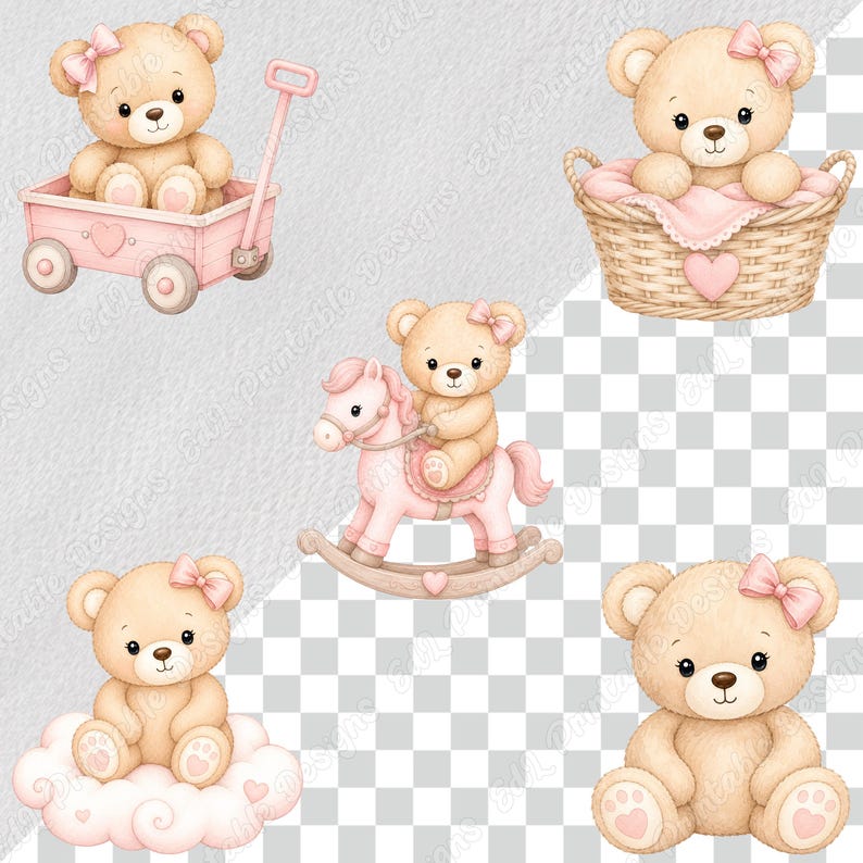 Ours en peluche rose PNG Clipart, baby shower girl, image de chambre d ...