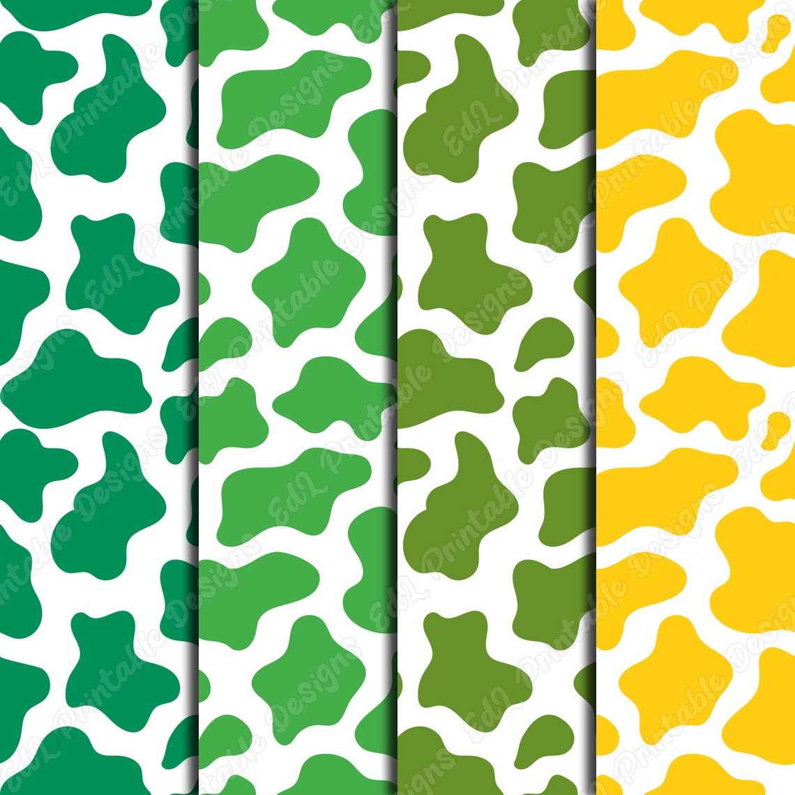 Colorful Cow Print Digital Paper, Animal Print Printable Background ...