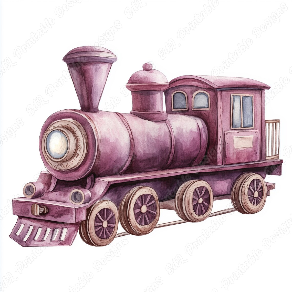 20 Watercolor Toy Train Clip Art, Scrapbook Paper (JPG Digital Download ...