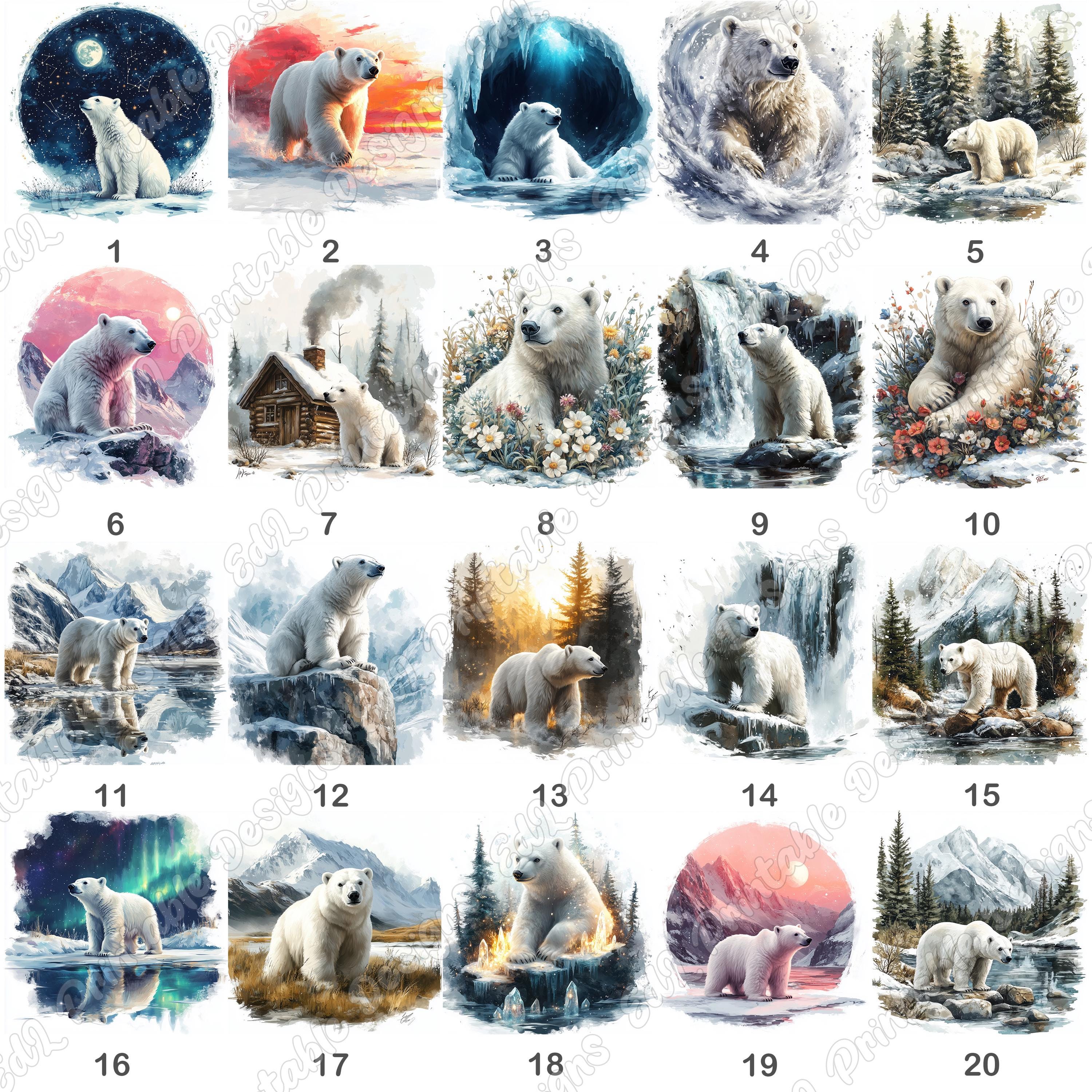 Polar Bear Clip Art, Winter Animal JPG Set (digital Download) - Etsy