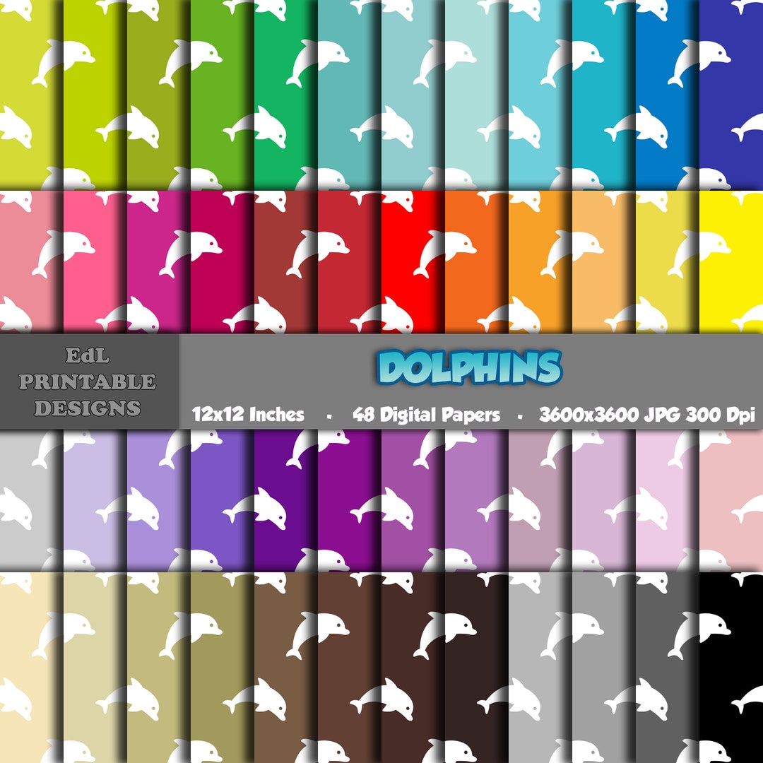 Dolphins Digital Paper, Whale Printable Background, Sea Animal ...