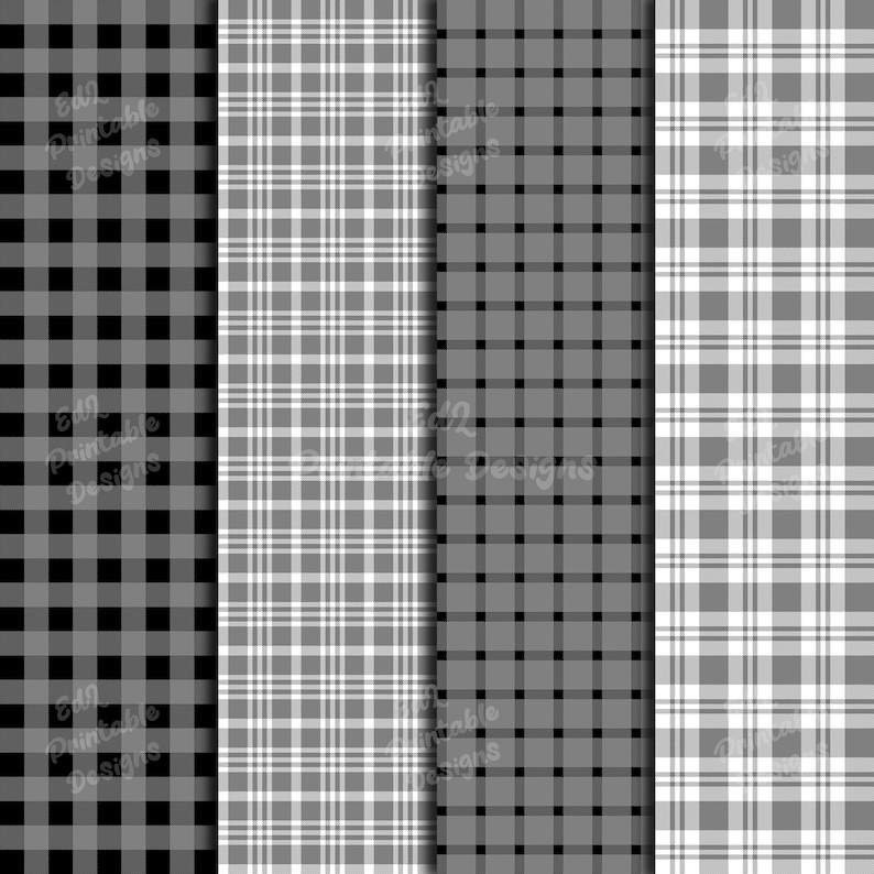 Gray Buffalo Plaid Digital Paper Pack, Tartan Scrapbook (digital ...