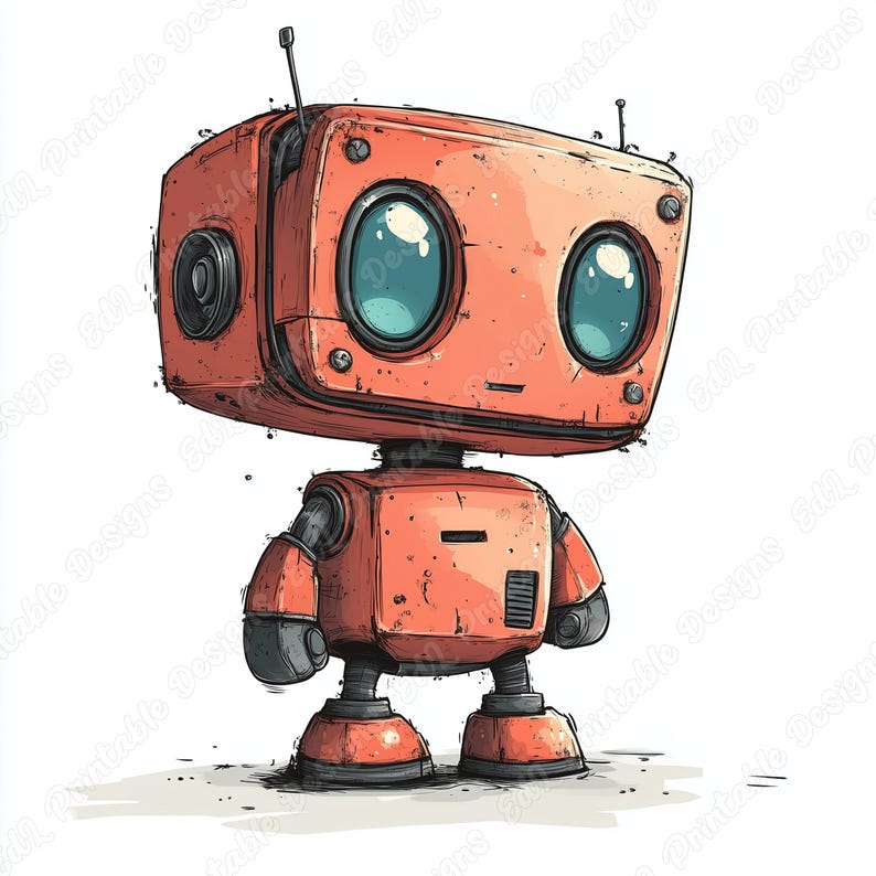 Robots Clipart, Printable Nursery Bot Images Bundle (JPG Digital ...