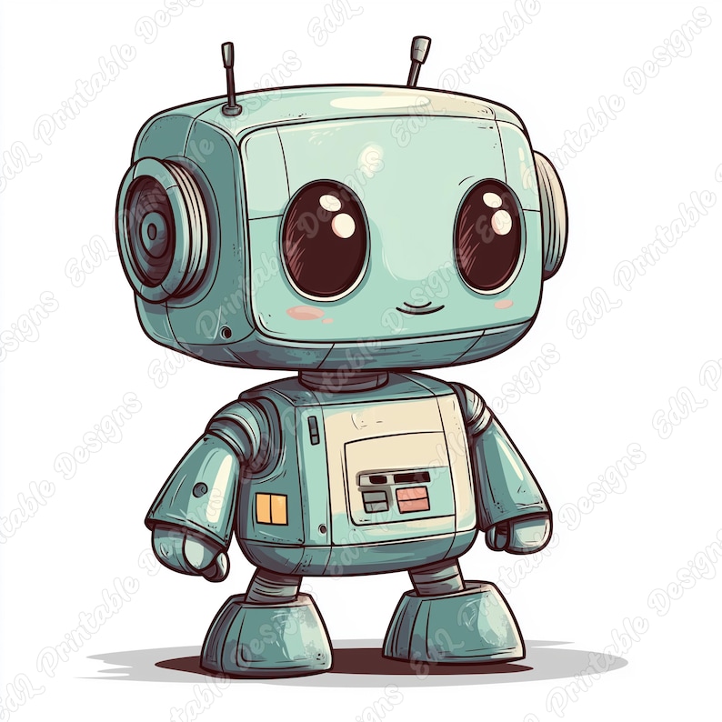 Robots Clipart, Printable Nursery Bot Images Bundle (JPG Digital ...