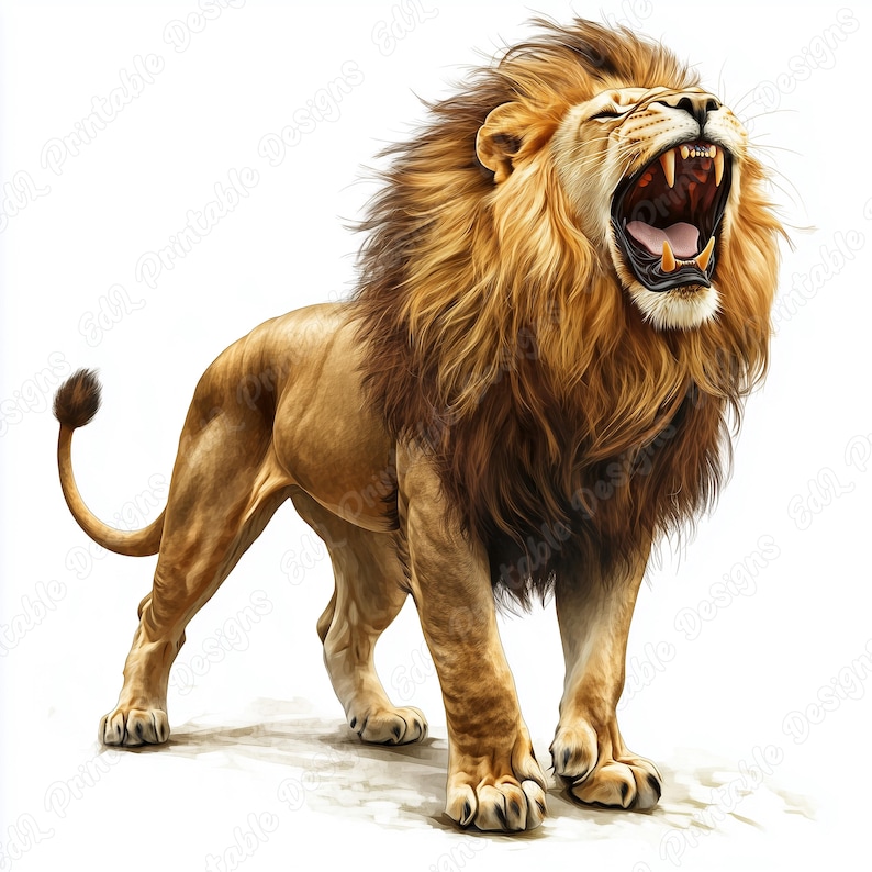 Watercolor Lion Face Clip Art, Safari Animal Illustration (JPG Digital ...