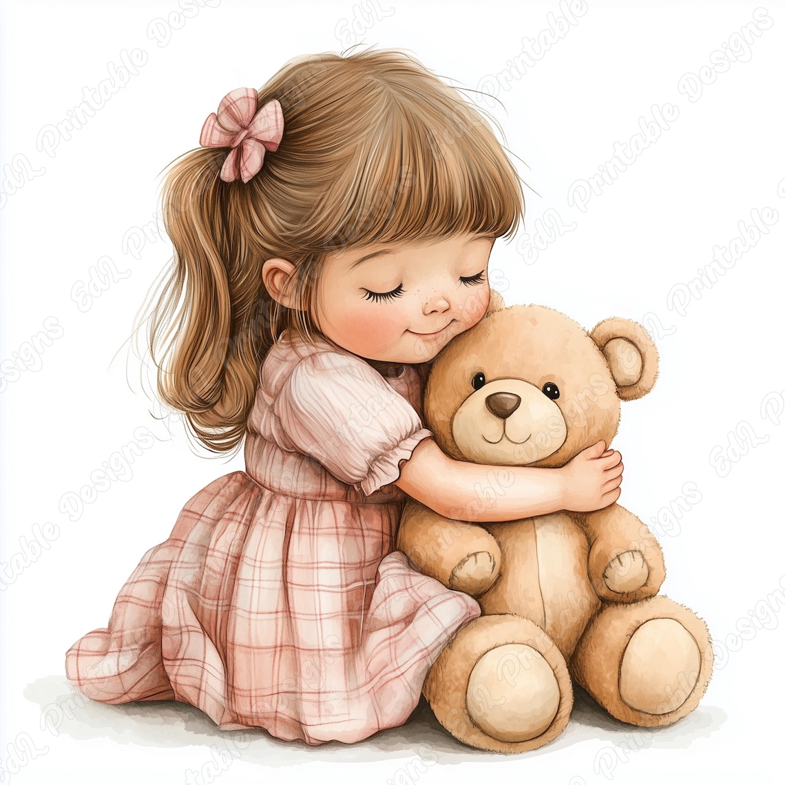 Baby Girl Teddy Bear Clipart, Nursery Scrapbook Paper (JPG Bundle) - Etsy