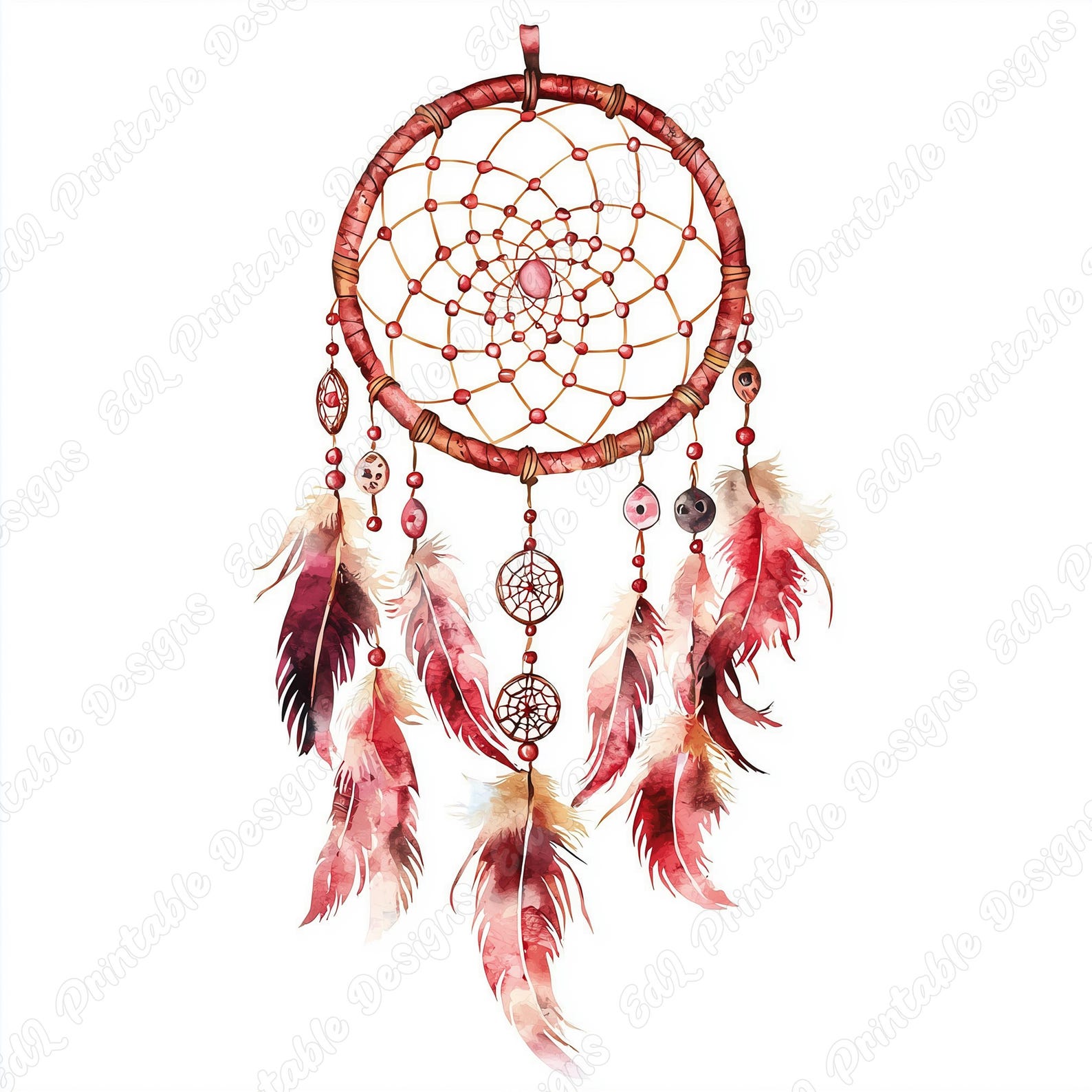 Watercolor Dreamcatcher Clip Art, Boho Tribal Designs (digital Download ...