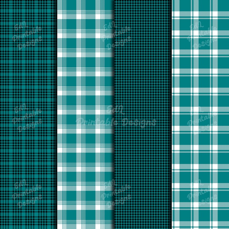 Teal Color Buffalo Plaid Digital Papers, Printable Tartan, Scottish ...