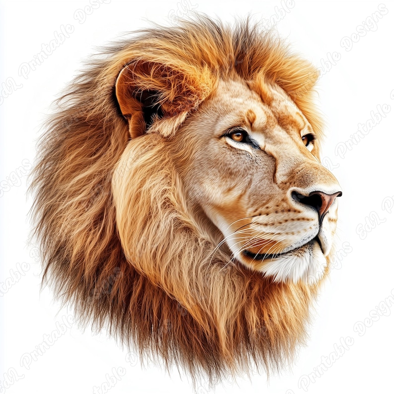 Watercolor Lion Face Clip Art, Safari Animal Illustration (JPG Digital ...
