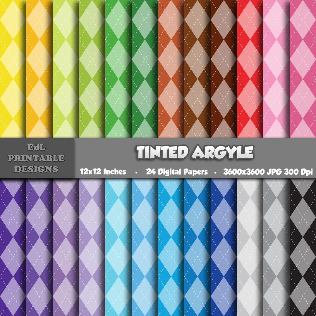 Tinted Argyle Digital Pattern Paper, Diamond Printable Background ...