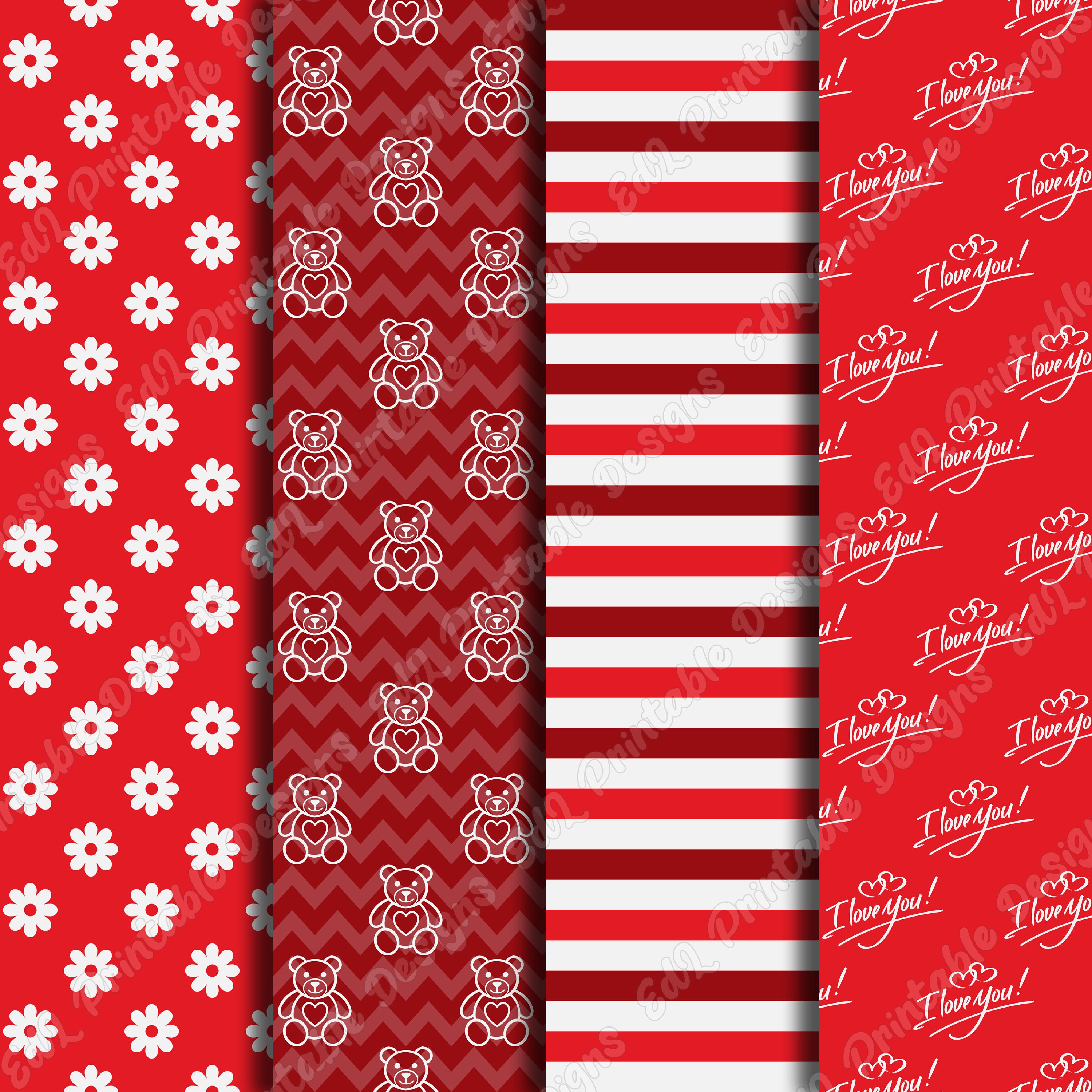 Valentines Day Digital Paper Pack, Love Printable Background, Romantic ...