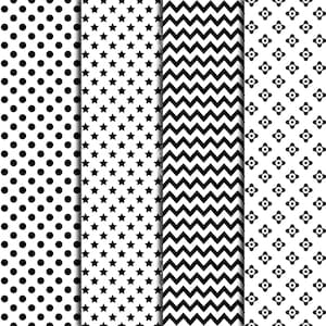 Black and White Digital Paper Pack, Dark Printable Background ...