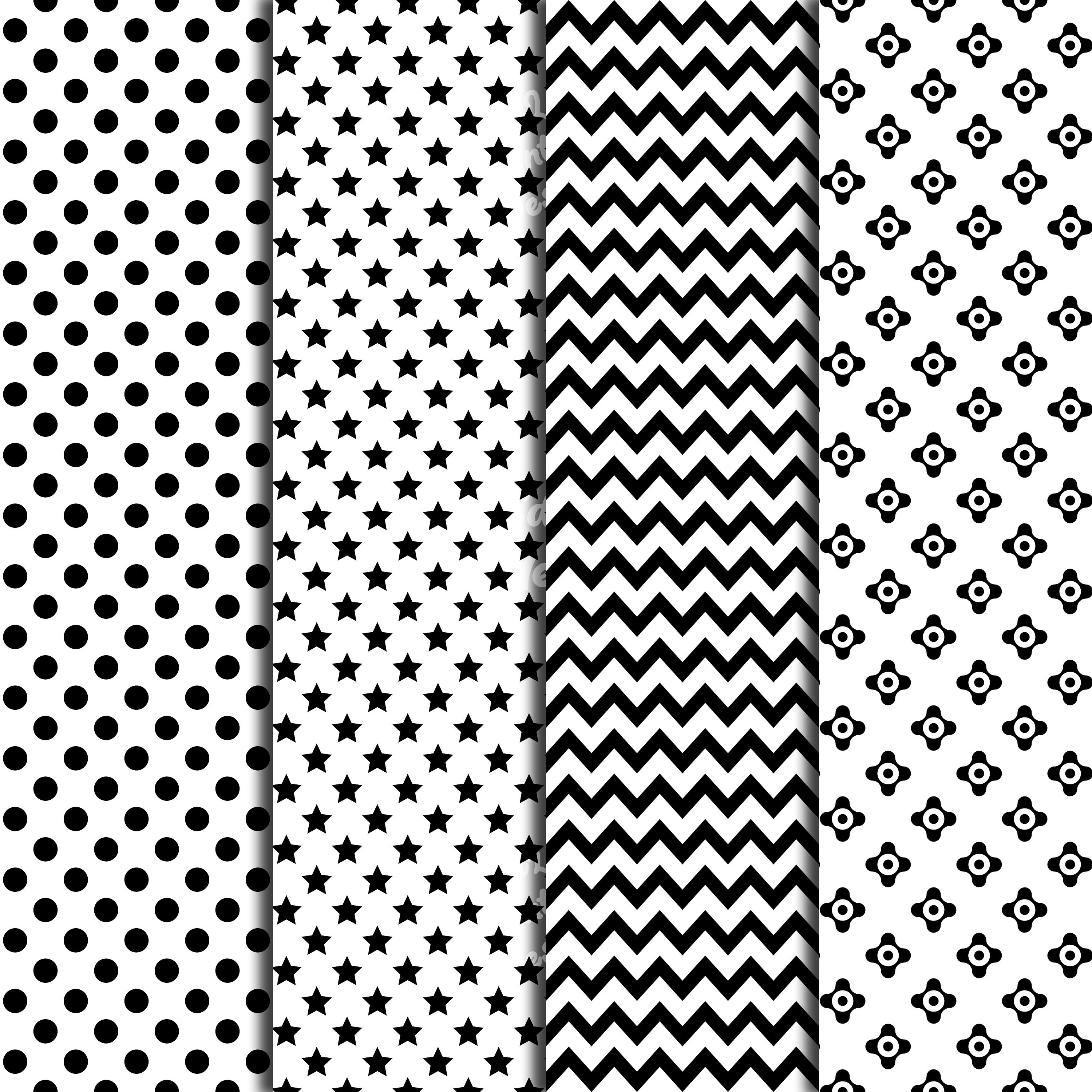 Black and White Digital Paper Pack, Dark Printable Background ...