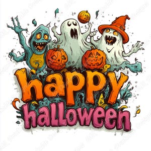 20 Funny Halloween Word Clip Art, Monsters, Ghouls and Ghost Printable ...