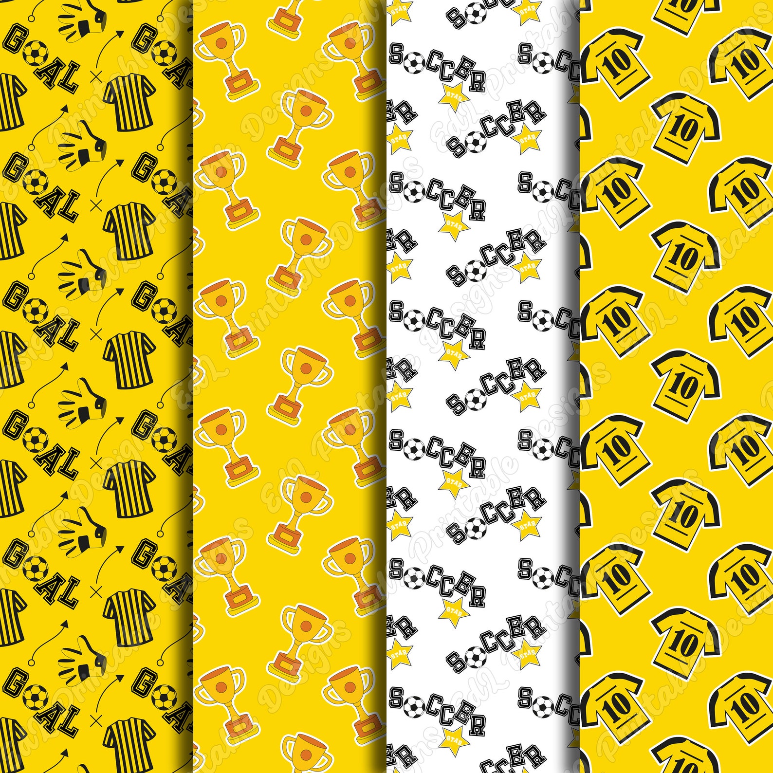 Yellow Soccer Ball Digital Paper, Sports Theme (digital Download) - Etsy