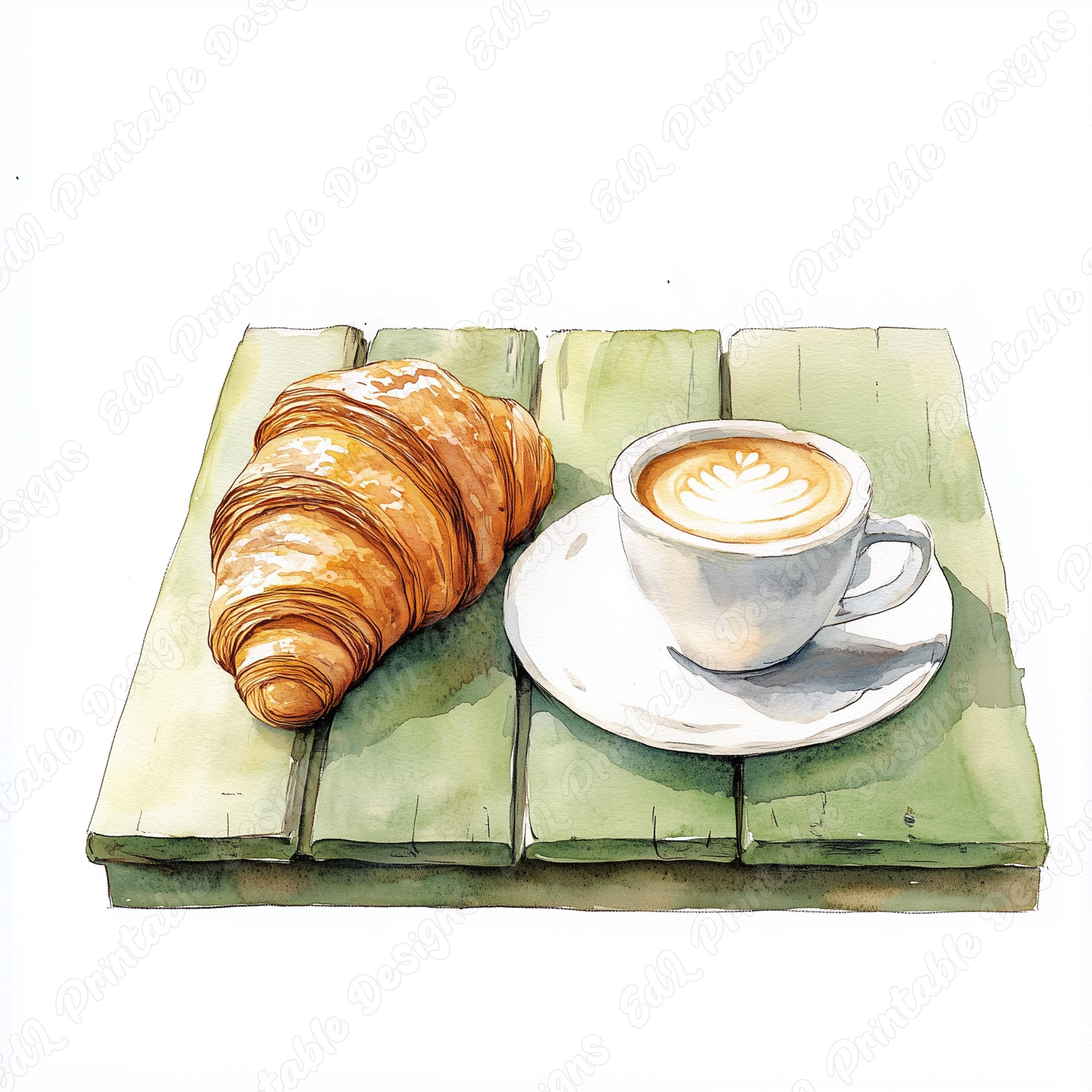 Croissant and Coffee Clip Art, Cafe Theme Designs (JPG Bundle) - Etsy