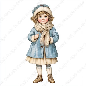 20 Vintage Christmas Girl Clip Art, 1920s Retro Kids Printable Image ...