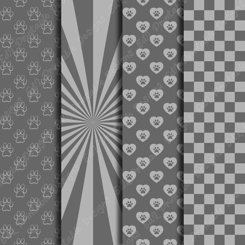 Gray Dog Theme Digital Paper Pack, Puppy Paws, Bones (digital Download ...