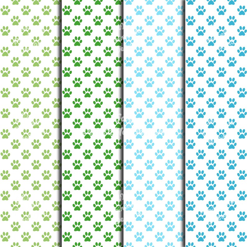 Rainbow Paw Print Digital Paper, Seamless Scrapbook Backgrounds ...