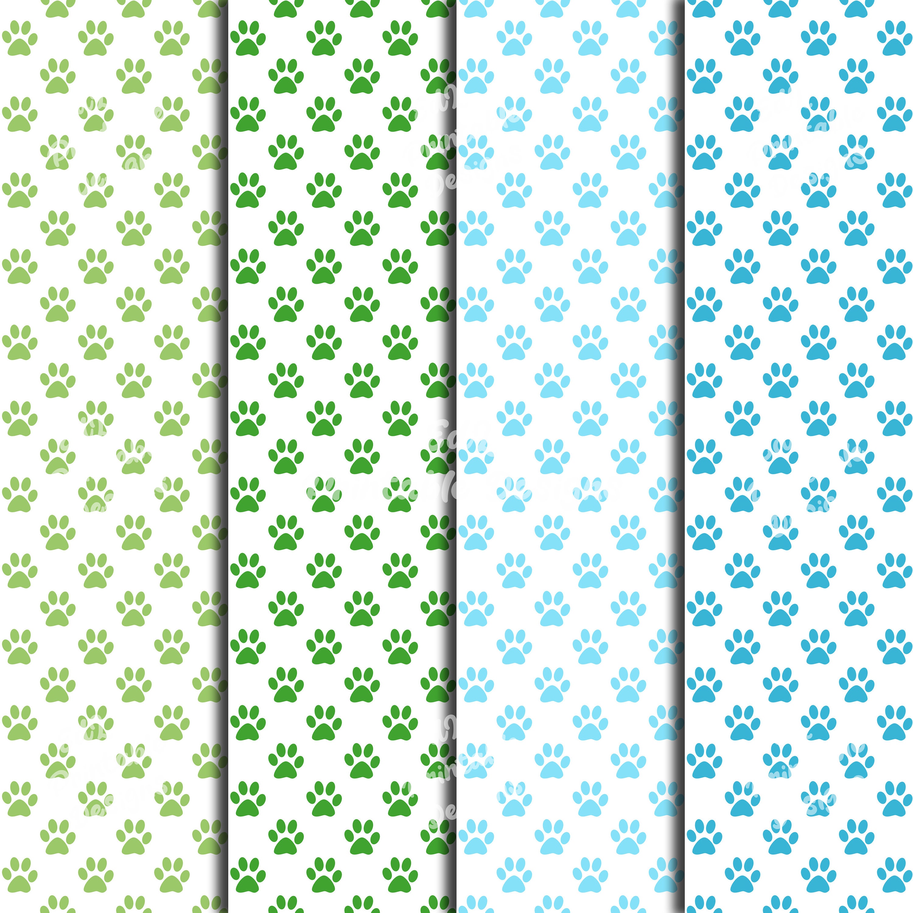 Colorful Paw Print Digital Paper, Animal Paw Printable Background ...