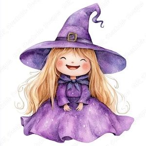 20 Cute Little Witch Girl Clip Art, Halloween Printable Image ...