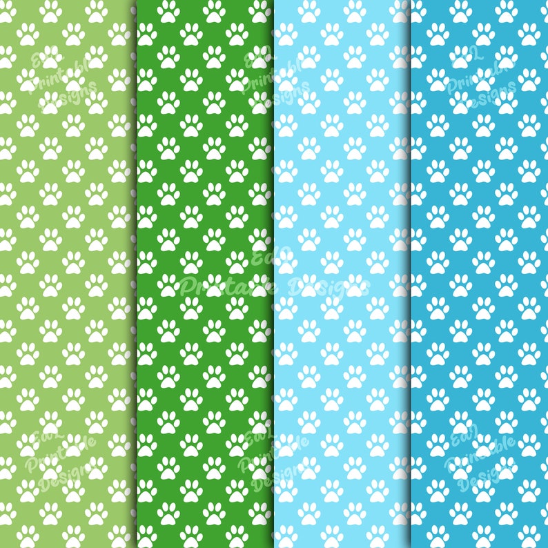 Paw Print Digital Paper Pack Animal Paw Printable Background - Etsy