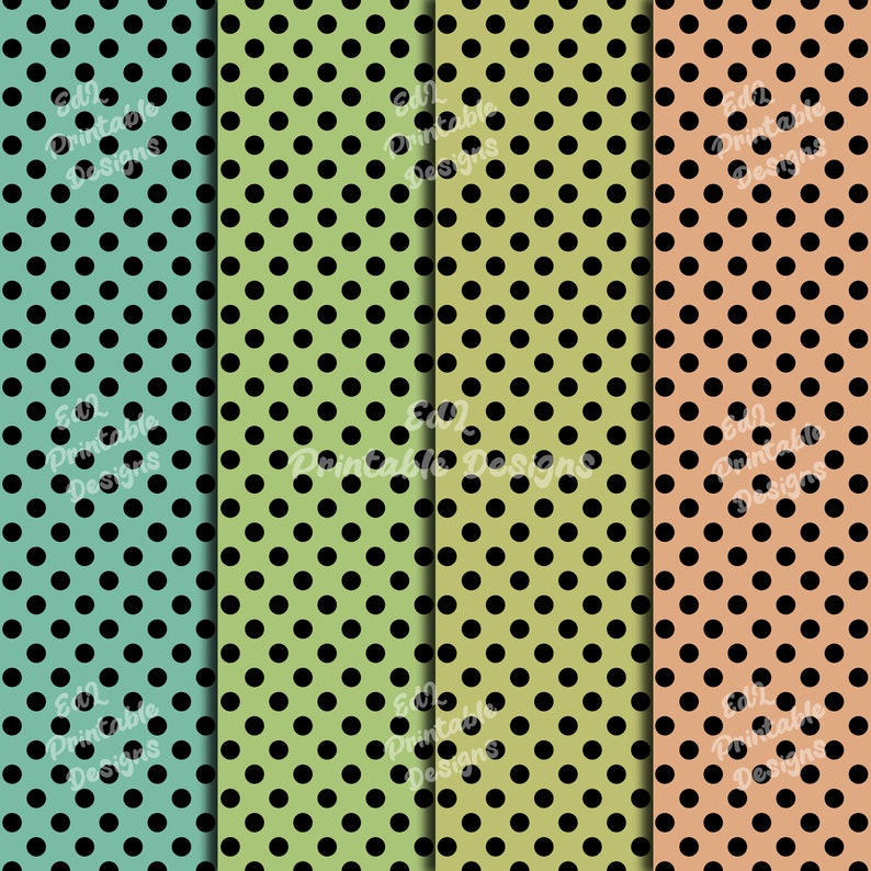 Black Polka Dot Digital Paper, Spot Printable Background, Polka Dotted ...