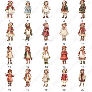 20 Vintage Christmas Girl Clip Art, 1920s Retro Kids Printable Image ...
