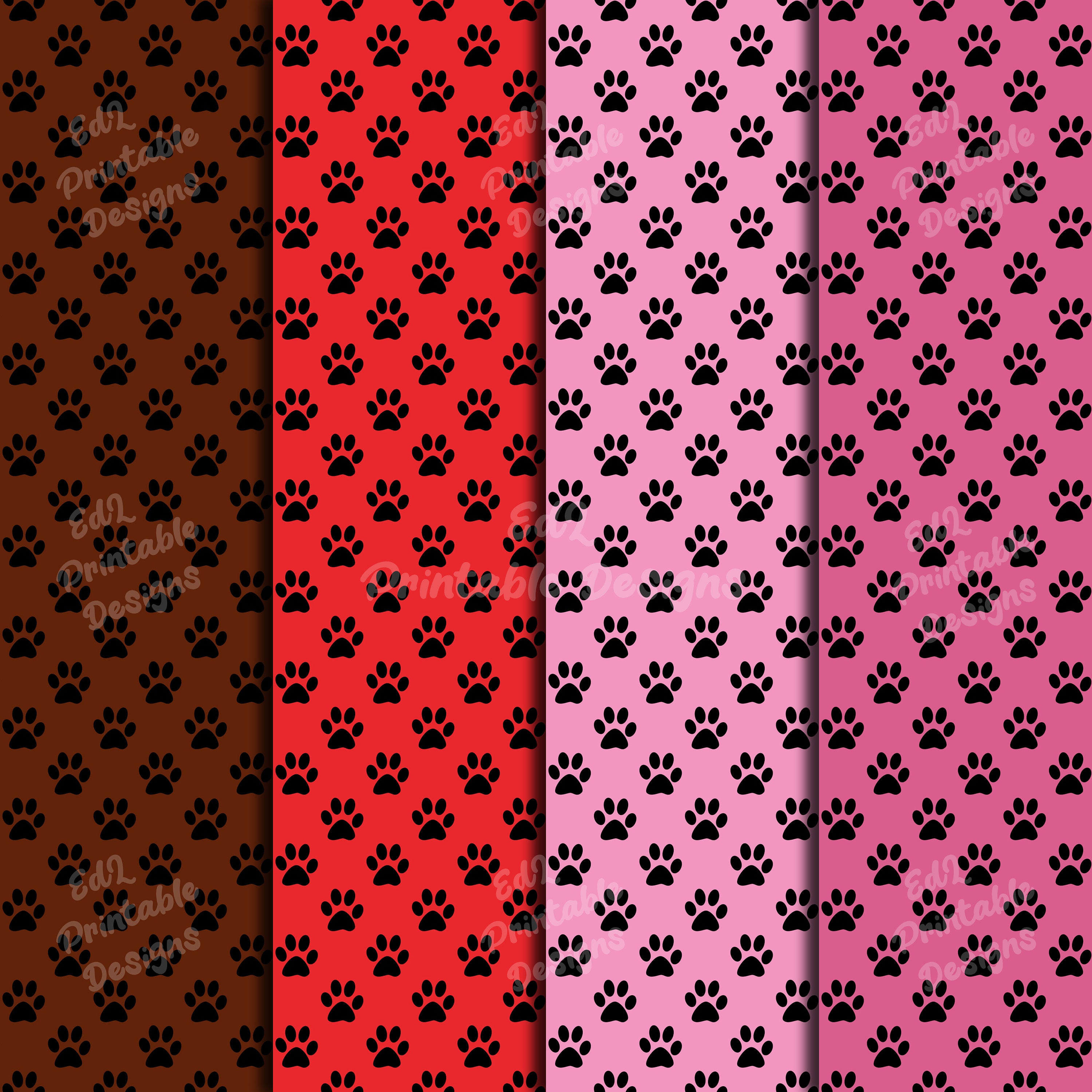 Black Paw Print Digital Paper, Animal Paw Printable Background ...