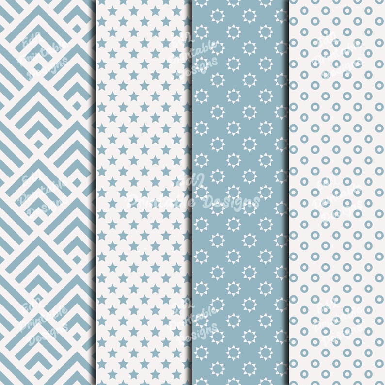 Powder Blue and White Digital Paper, Baby Boy Blue Printable Background ...