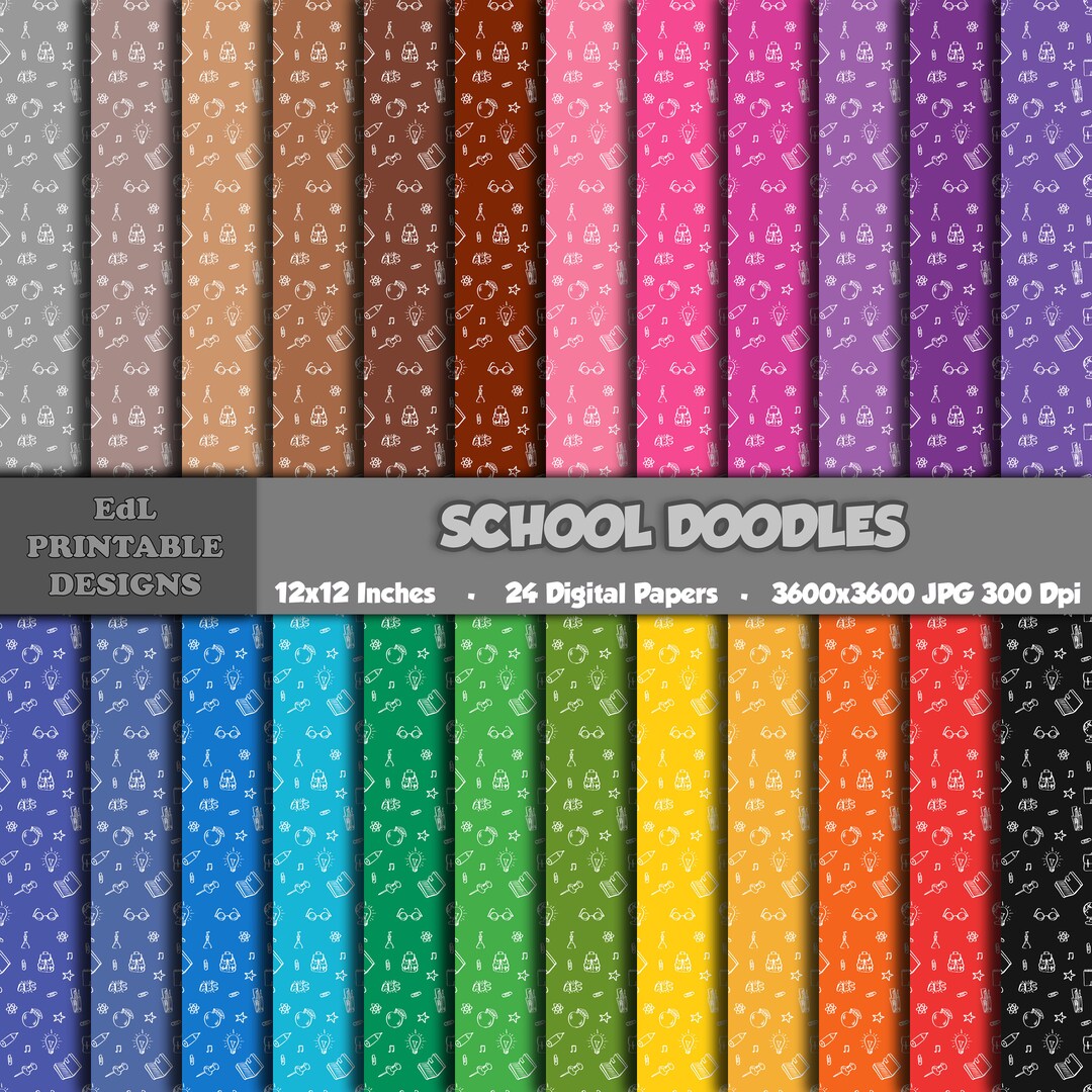 School Doodles Digital Paper Back to School Printable - Etsy
