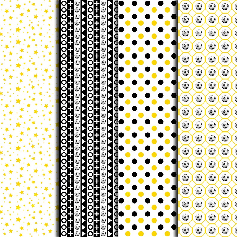 Soccer Digital Paper Football Printable Background Yellow - Etsy
