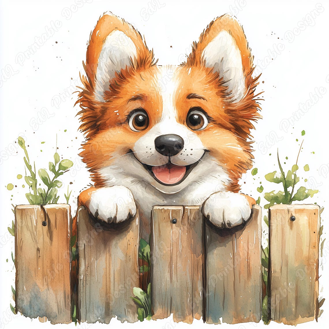 Dog Peeking Clipart, Printable Funny Puppy, Quirky Dogs JPG Images ...