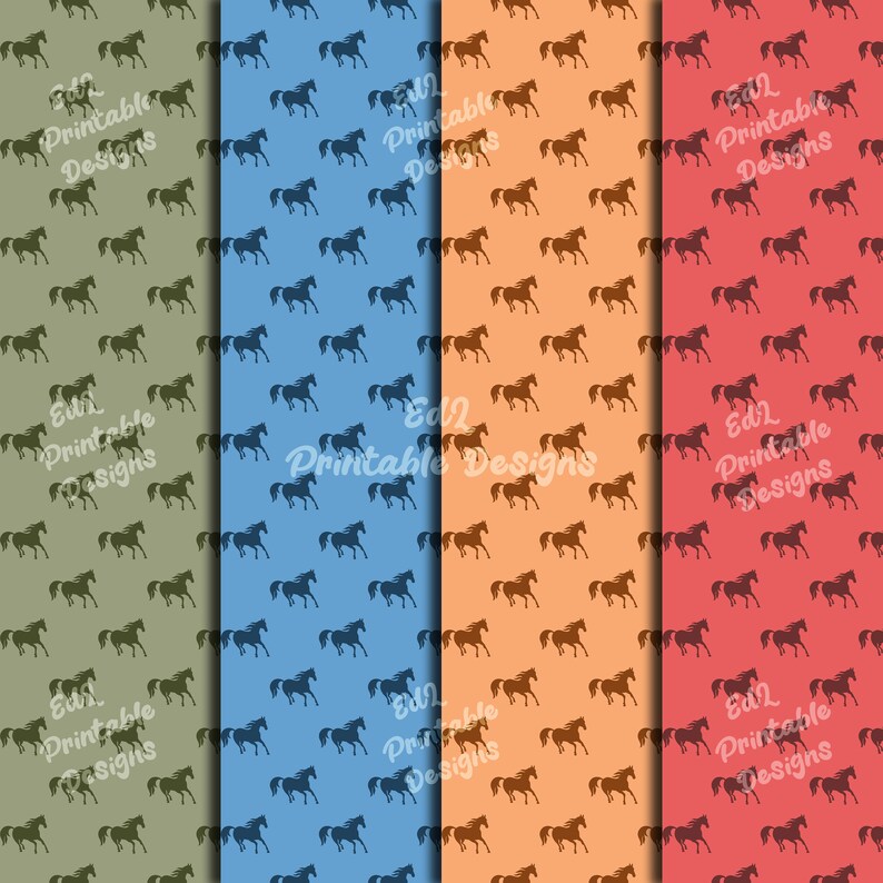 Tinted Horses Digital Paper Pony Printable Background - Etsy