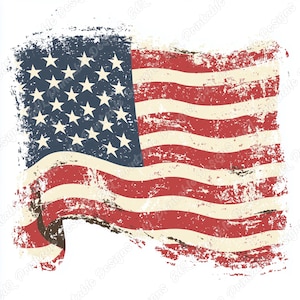 20 Vintage American Flag Clip Art, Distressed USA Flag Printable Images ...