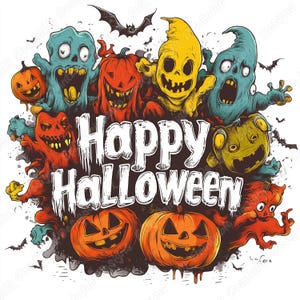 20 Funny Halloween Word Clip Art, Monsters, Ghouls and Ghost Printable ...