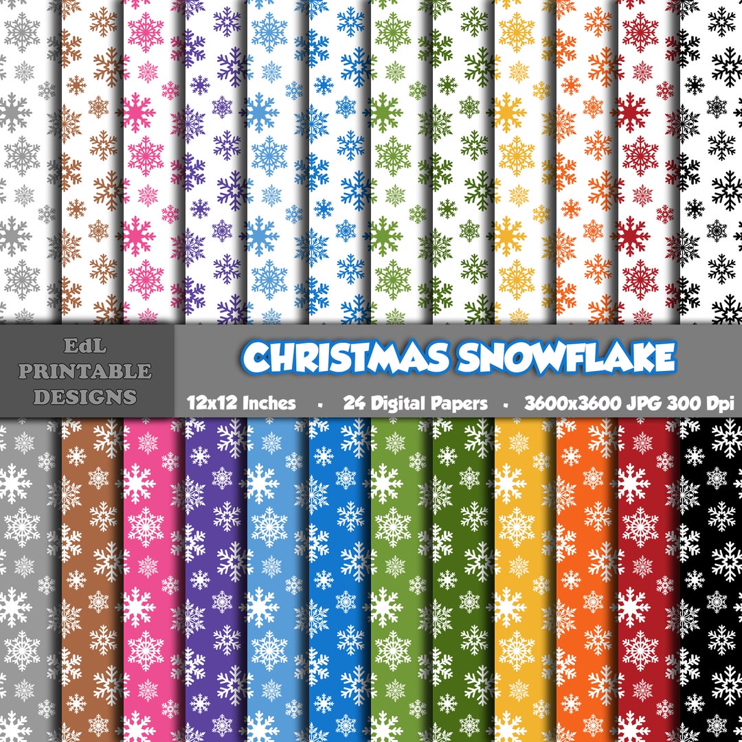 Christmas Snowflake Digital Paper, Snowfall Printable Background, Snow ...