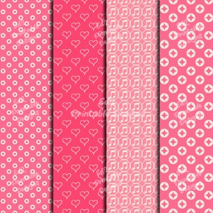 Music Patterns Digital Paper, Shades of Pink Printable Background ...